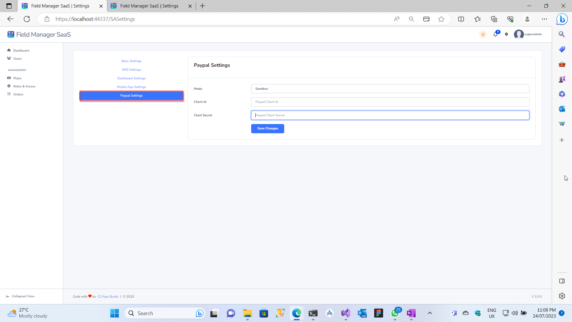 PayPal Setup - CZ App Studio