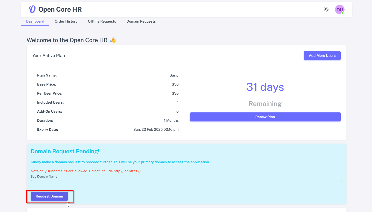 Tenant domain request - CZ App Studio